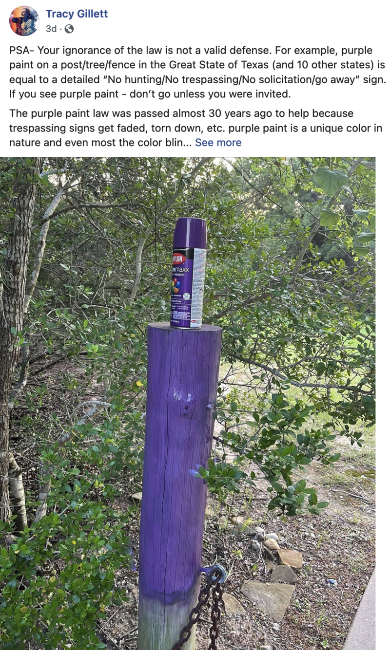 Fact Check Purple Paint DOES Mean No Trespassing In Texas And At 